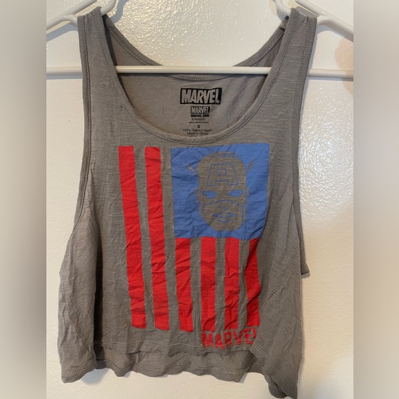 Marvel | Tops | Captain America Cropped Tank | Poshmark